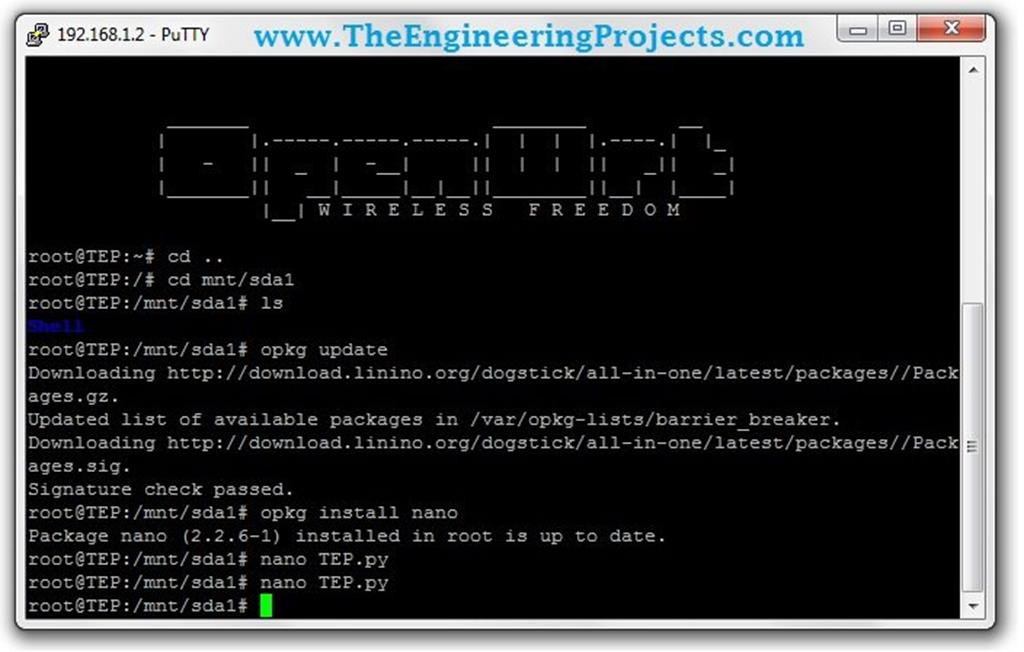 Access Linux Server Of Arduino Yun With Putty The Engineering Projects