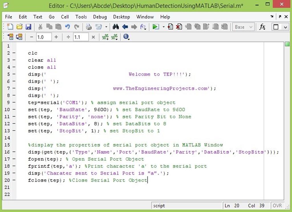 Send data to Serial Port in MATLAB - The Engineering Projects