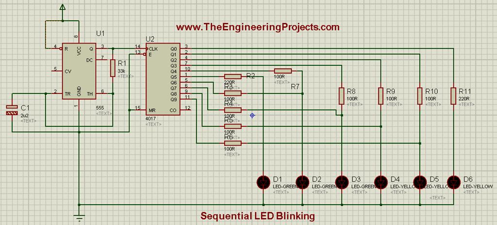 LED Blinking using 555 Timer - The Engineering Projects
