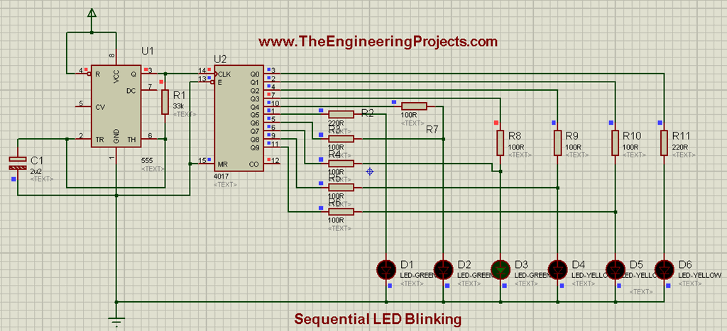 LED Blinking using 555 Timer - The Engineering Projects