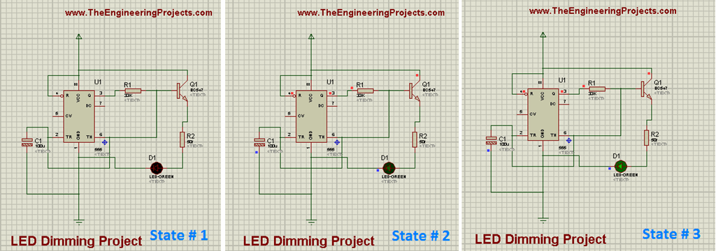 LED Dimming Project Using 555 Timer in Proteus ISIS - The Engineering ...
