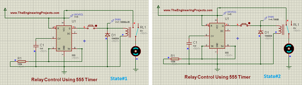 Relay Control Using 555 Timer In Proteus Isis The Engineering Projects