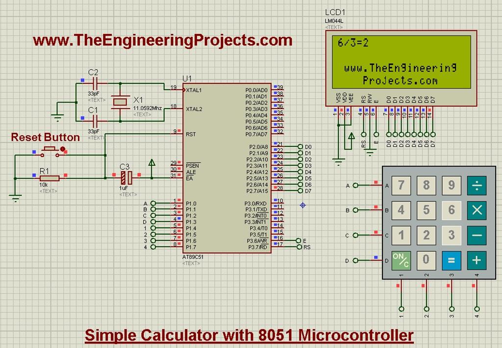 Design a Simple Calculator with 8051 Microcontroller - The Engineering Projects
