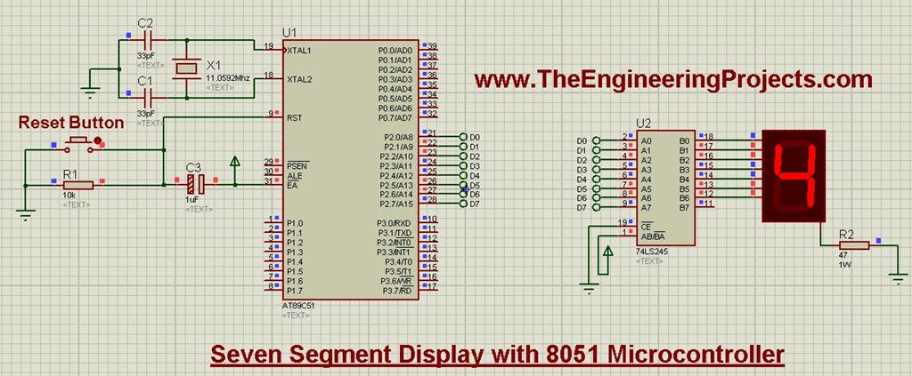 Seven Segment Display with 8051 Microcontroller - The Engineering Projects