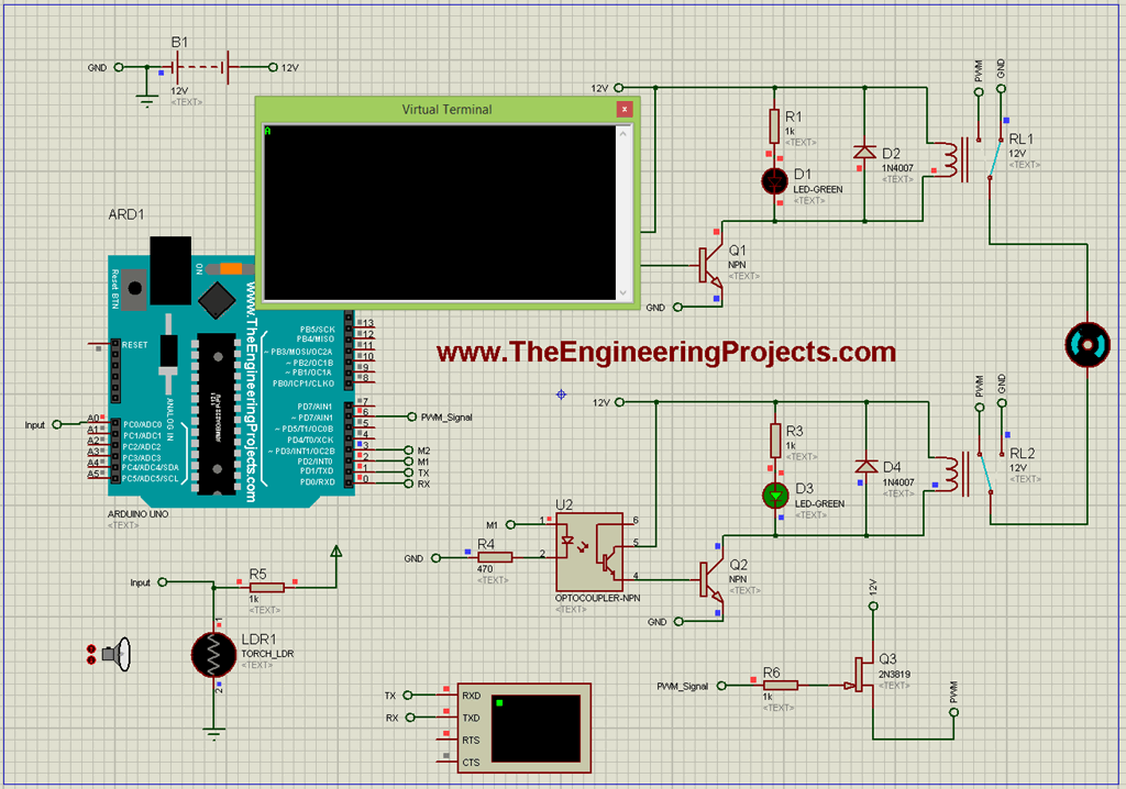 DC Motor Speed Control using Arduino in Proteus - The Engineering Projects