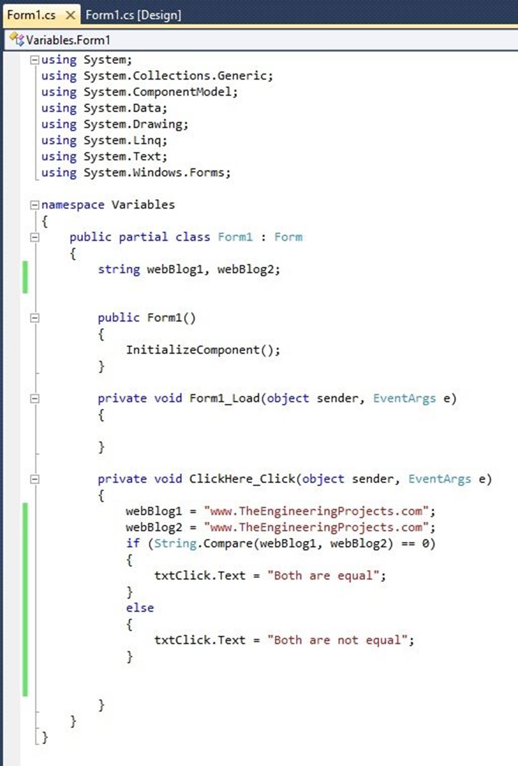 How to use C# String Variables - The Engineering Projects