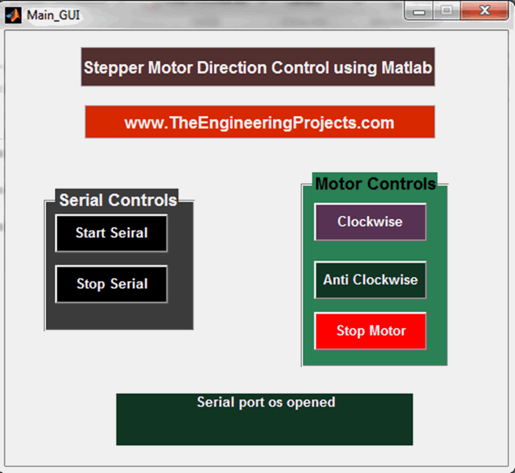 Stepper Motor Direction Control using Matlab - The Engineering Projects