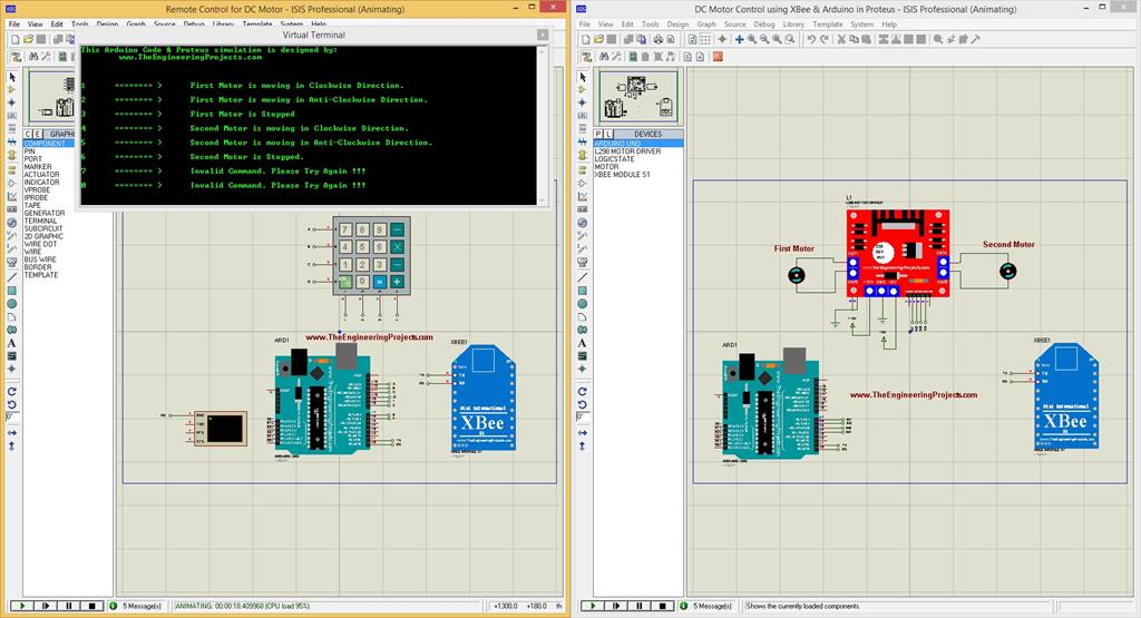 Dc Motor Control Using Xbee And Arduino In Proteus The Engineering Projects