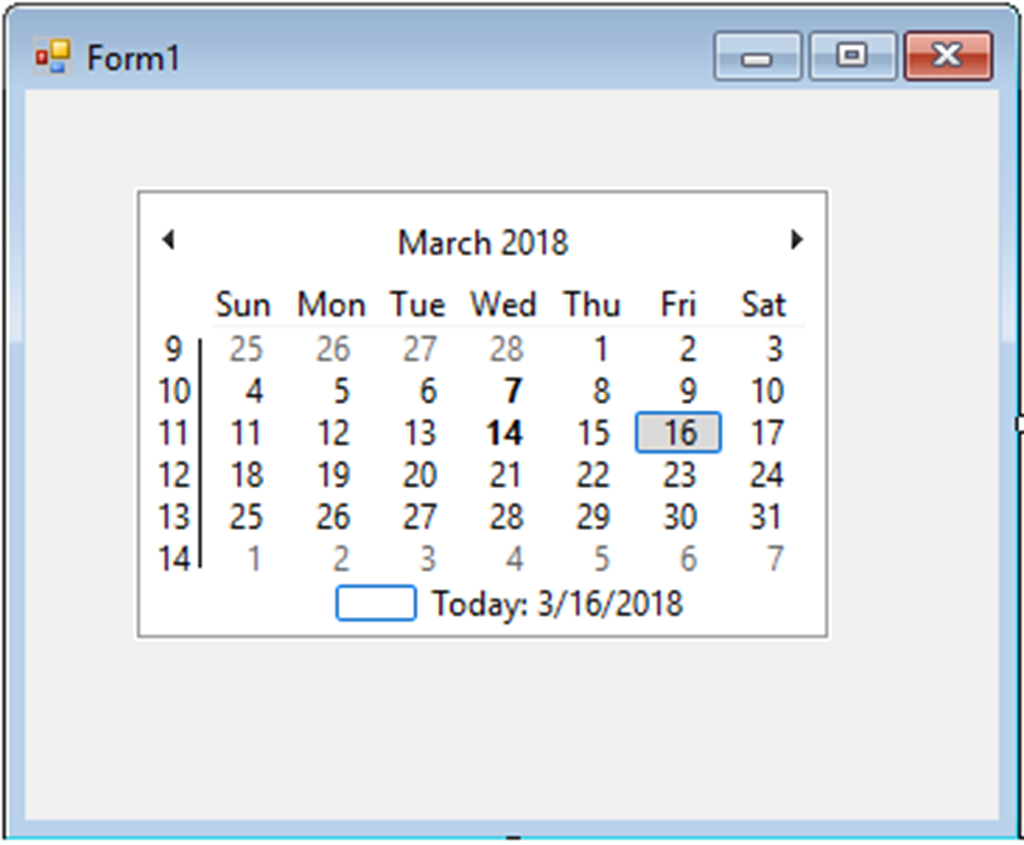 C# MonthCalendar Control - The Engineering Projects