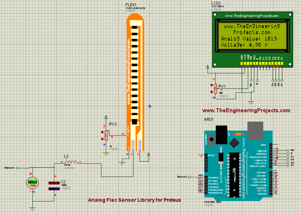 Analog Flex Sensor Library for Proteus - The Engineering Projects