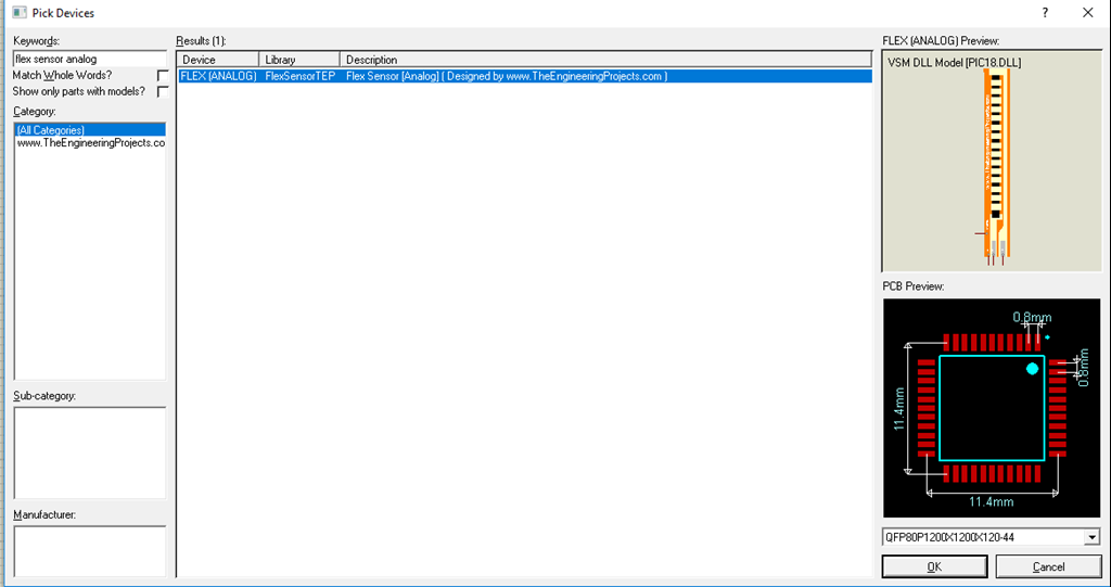 Analog Flex Sensor Library for Proteus - The Engineering Projects
