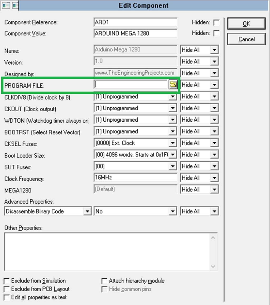Arduino Mega 1280 Library for Proteus - The Engineering Projects