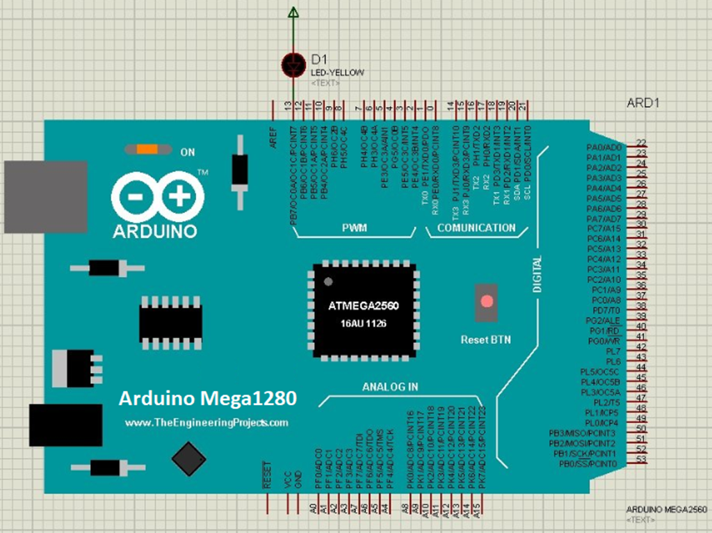Arduino Mega 1280 Library for Proteus - The Engineering Projects