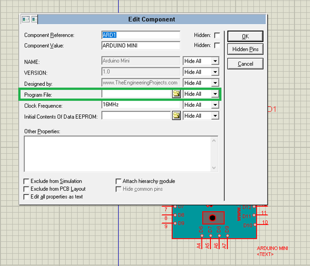 Arduino Mini Library for Proteus - The Engineering Projects