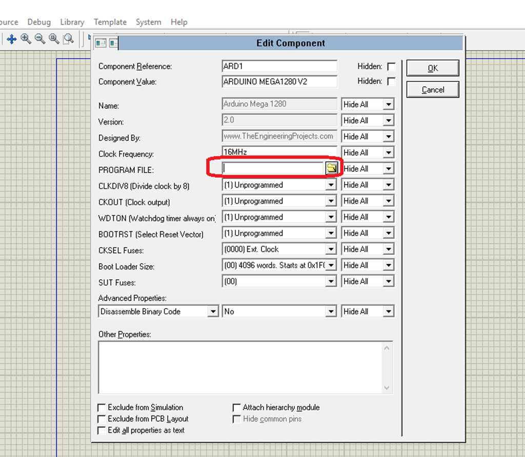 Arduino Mega 1280 Library For Proteus V2 0 The Engineering Projects
