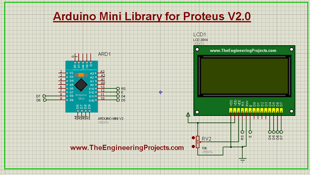 Arduino Mini Library for Proteus V2.0 - The Engineering Projects