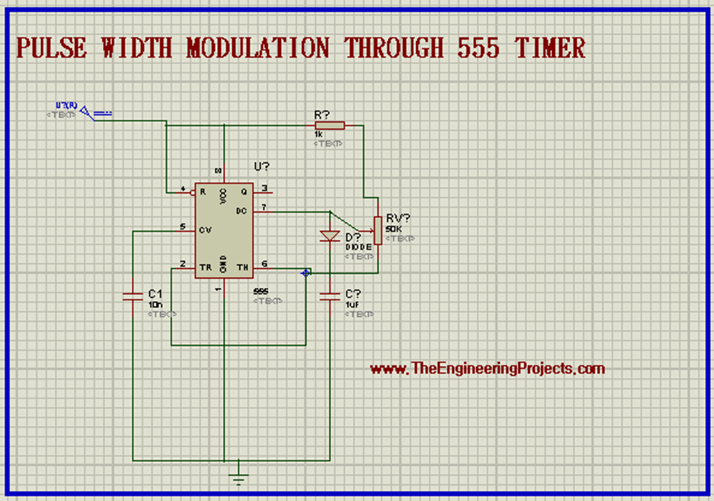 Pulse Width Modulation using 555 Timer in Proteus - The Engineering ...