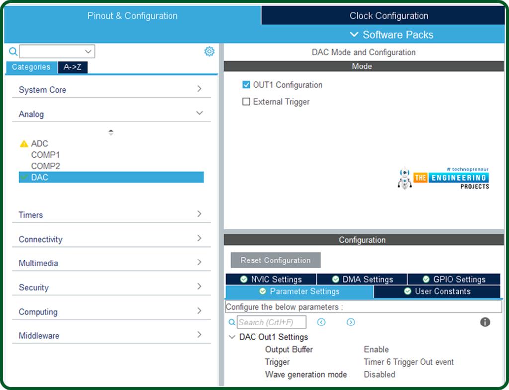 Using DAC with STM32 - The Engineering Projects