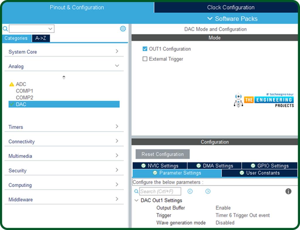 Using DAC with STM32 - The Engineering Projects