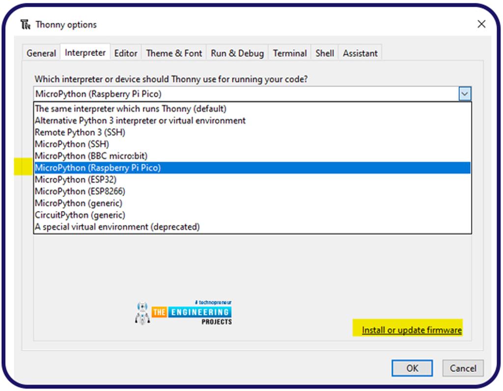 Installing Thonny Ide For Raspberry Pi Pico Programming The Engineering Projects