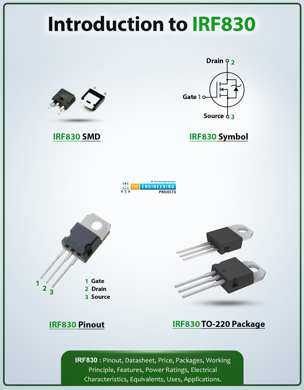 IRF830 MOSFET Datasheet, Pinout, Features, Equivalent & Applications ...