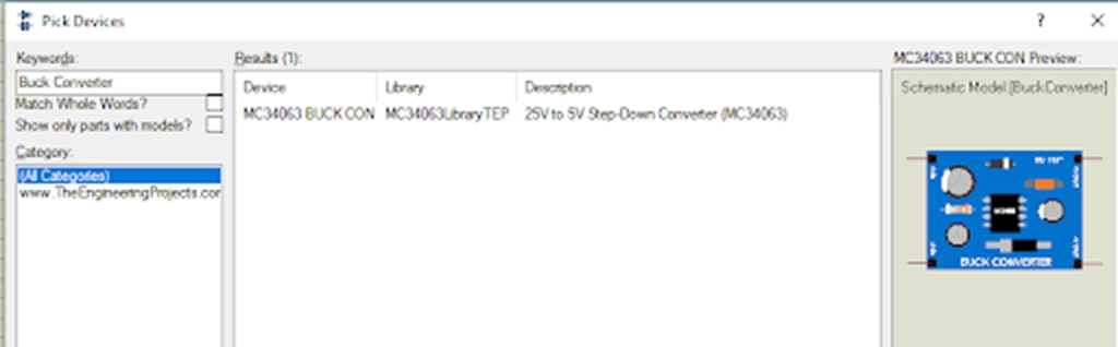 MC34063 Buck Converter Library for Proteus - The Engineering Projects