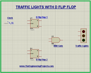 Traffic Light Simulation with D Flip Flop in Proteus - The Engineering ...