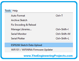 Create Webserver with ESP8266 using SPIFFS - The Engineering Projects