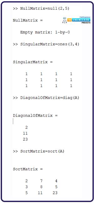 Special Types of Matrices in MATLAB - The Engineering Projects