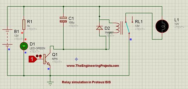 How to Control Relay in Proteus ISIS - The Engineering Projects