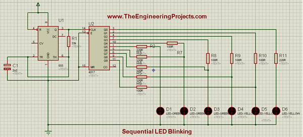 LED Blinking using 555 Timer - The Engineering Projects