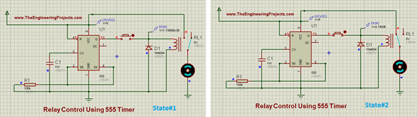 Relay Control Using 555 Timer in Proteus ISIS - The Engineering Projects