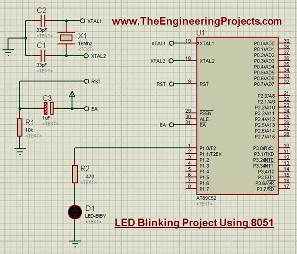 LED Blinking Project Using 8051 Microcontroller - The Engineering Projects LED Blinking Project Using 8051 Microcontroller - The Engineering Projects