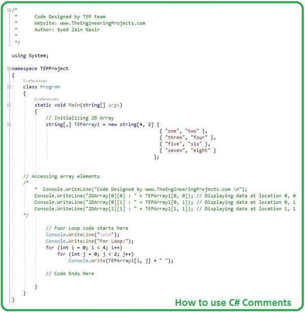 How to use C# Comments ??? - The Engineering Projects