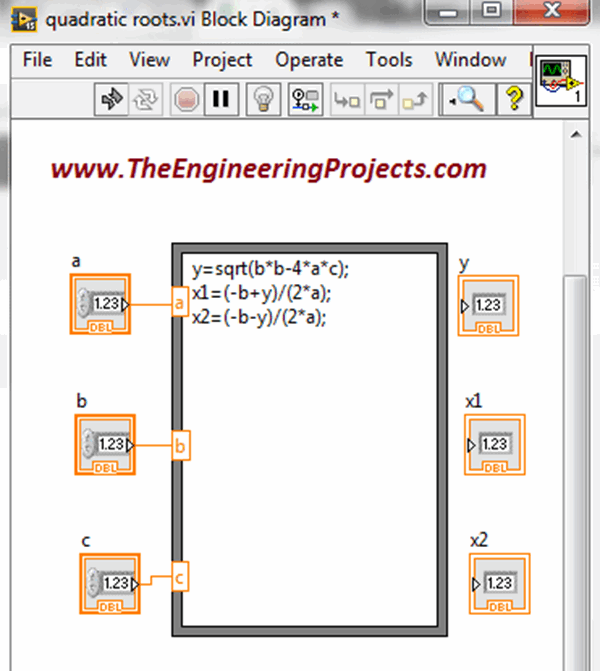 Quadratic Roots Calculation in LabVIEW - The Engineering Projects