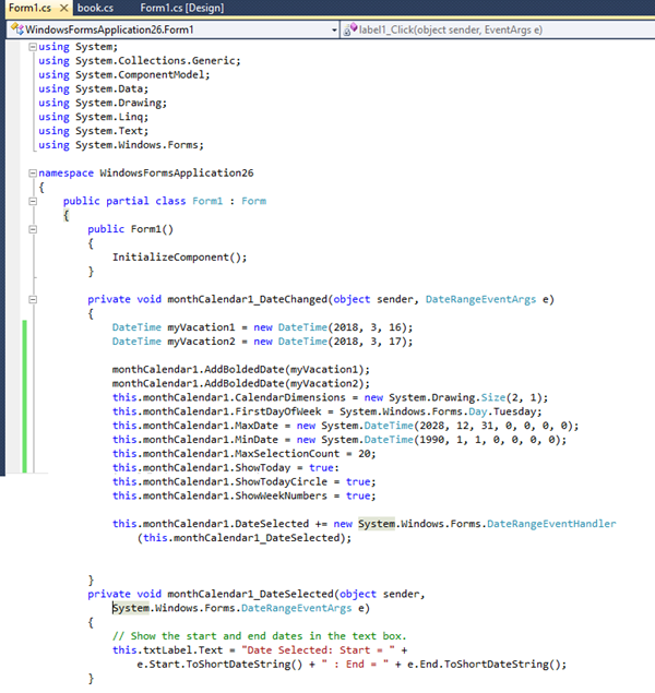 C# MonthCalendar Control - The Engineering Projects
