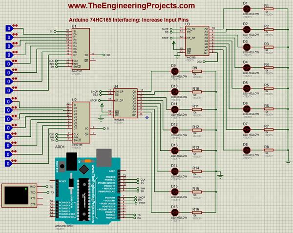 Interfacing of Arduino with 74HC595 & 74HC165 - The Engineering Projects