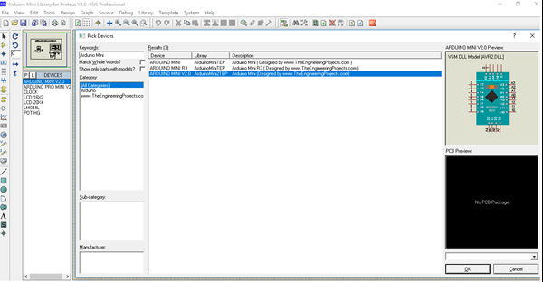 Arduino Mini Library for Proteus V2.0 - The Engineering Projects