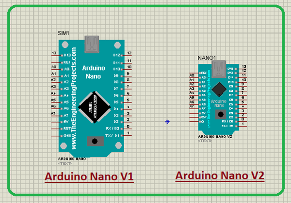 Arduino Nano Library for Proteus V2.0 - The Engineering Projects