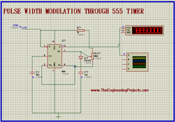 Pulse Width Modulation using 555 Timer in Proteus - The Engineering ...