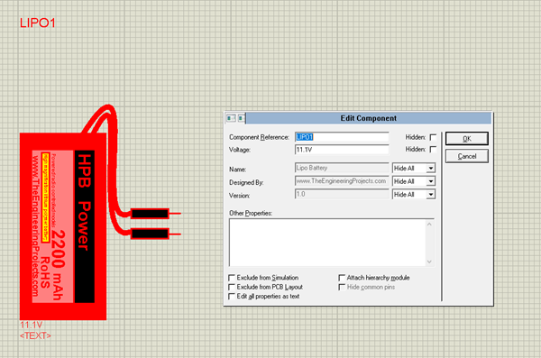 Lipo Battery Library for Proteus - The Engineering Projects