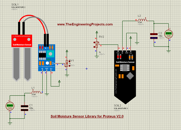 Soil Moisture Sensor Library for Proteus V2.0 - The Engineering Projects