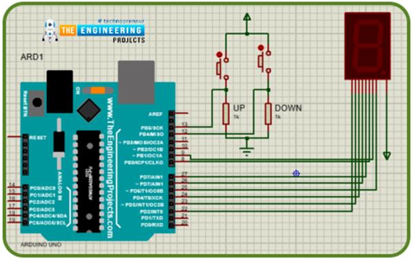 Up Down Counter Using Arduino And 7 Segment Display The Engineering