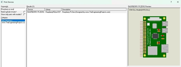 Raspberry Pi Zero W Library for Proteus - The Engineering Projects