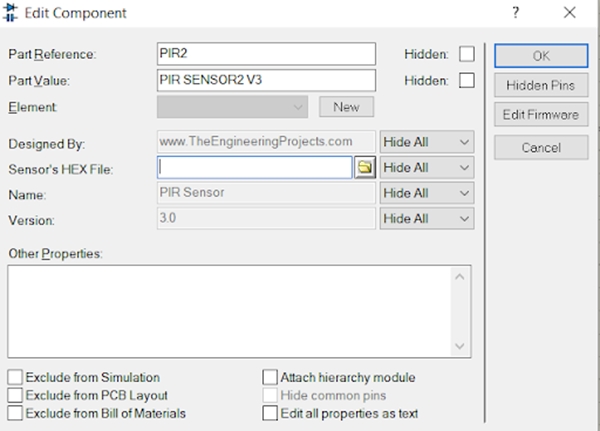 PIR Sensor Library for Proteus V3.0 - The Engineering Projects