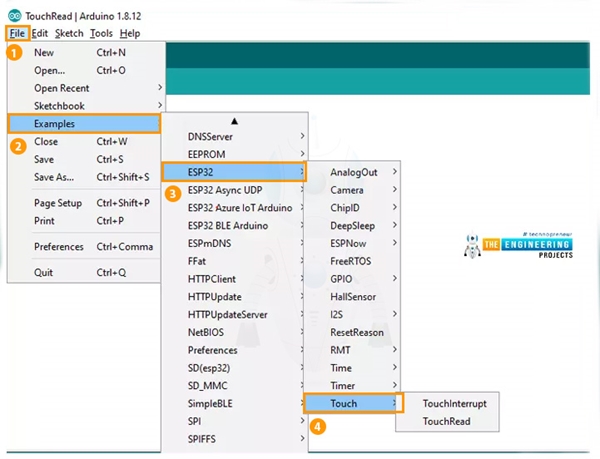ESP32 Capacitive Touch Sensor in Arduino IDE - The Engineering Projects