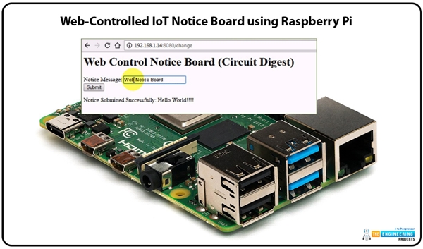 Web-Controlled IoT Notice Board using Raspberry Pi - The Engineering Projects