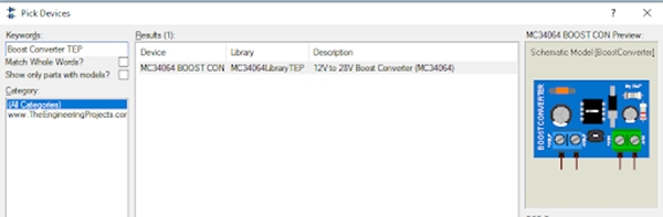 MC34064 Boost Converter Library for Proteus - The Engineering Projects
