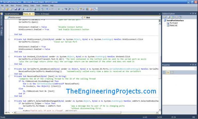 How to use Serial Port in VB 2010 - The Engineering Projects