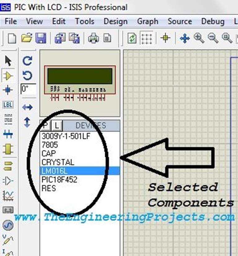 Circuit Designing of LCD with PIC - The Engineering Projects